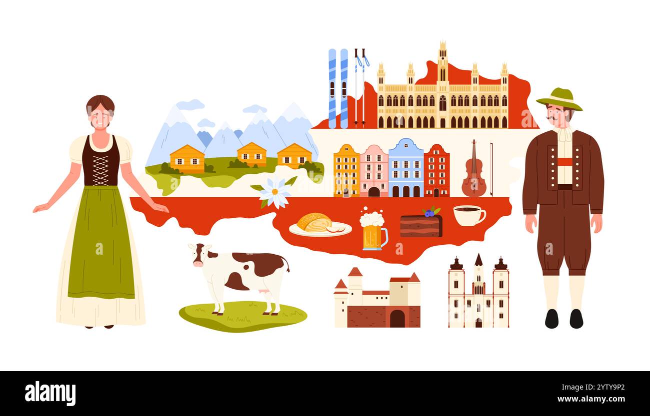 Travel to Austria, guide presentation with Austrians in traditional ...