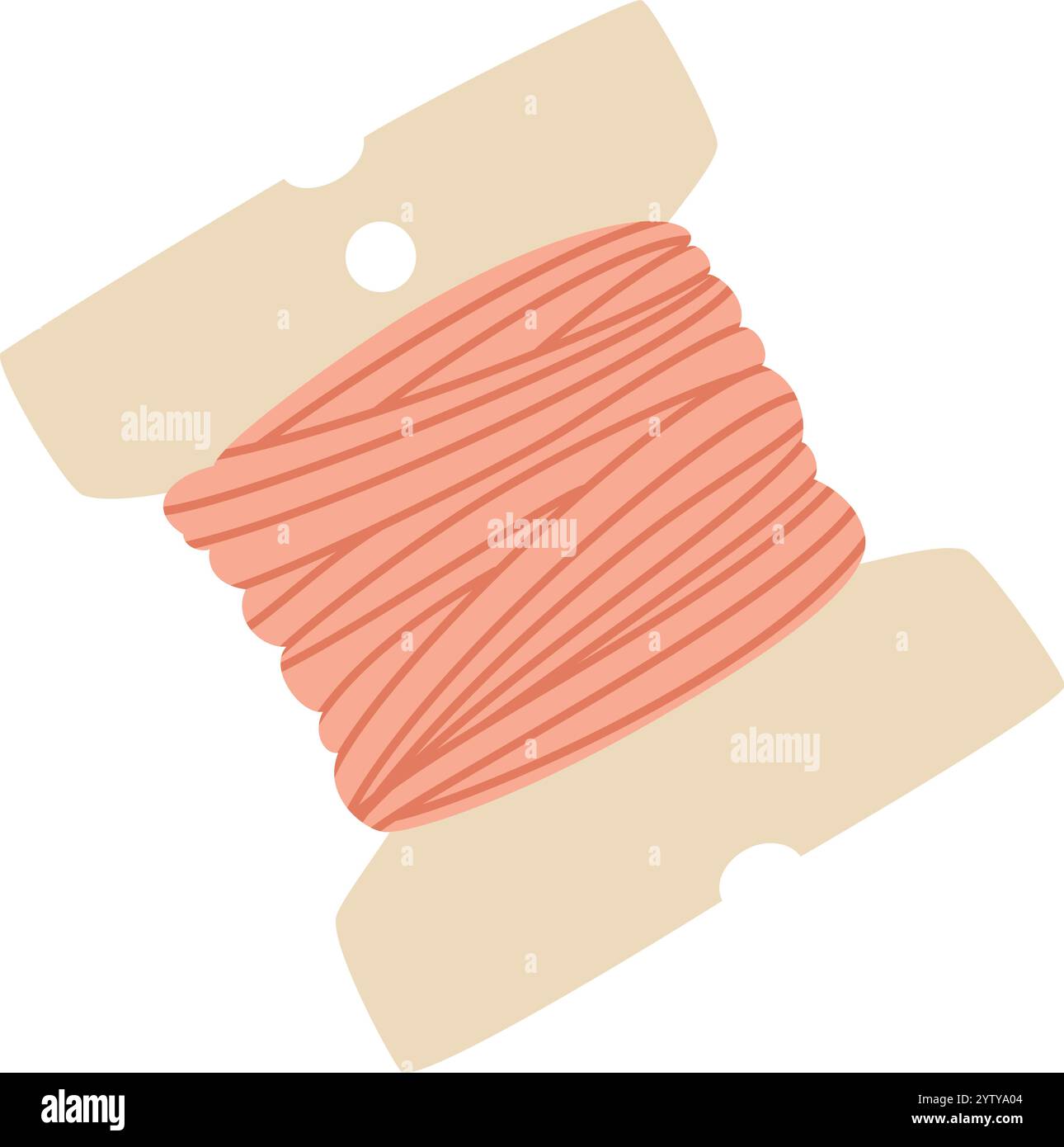 Pink thread wrapped around a spool, isolated against a white background ...