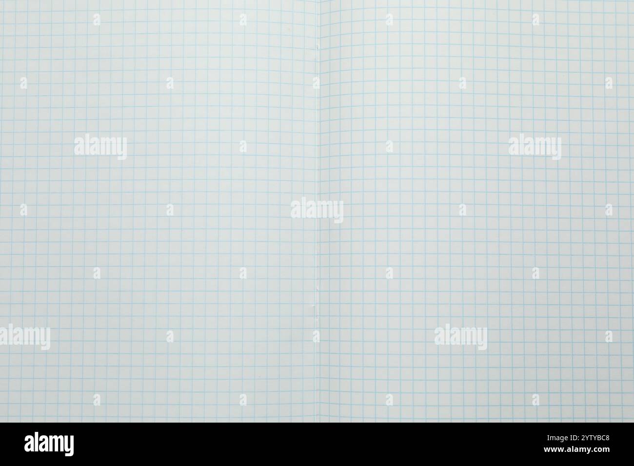 Open copybook with checkered sheets of paper as background, top view ...