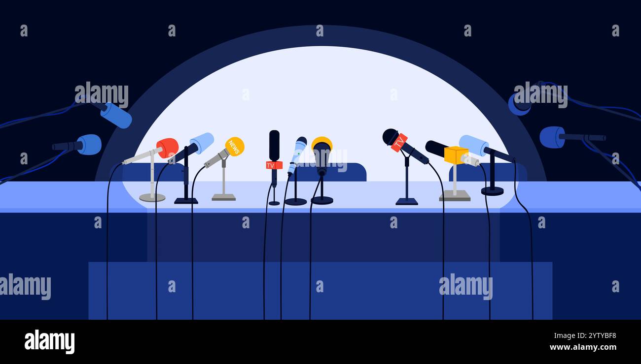 Press conference microphones table hi-res stock photography and images ...