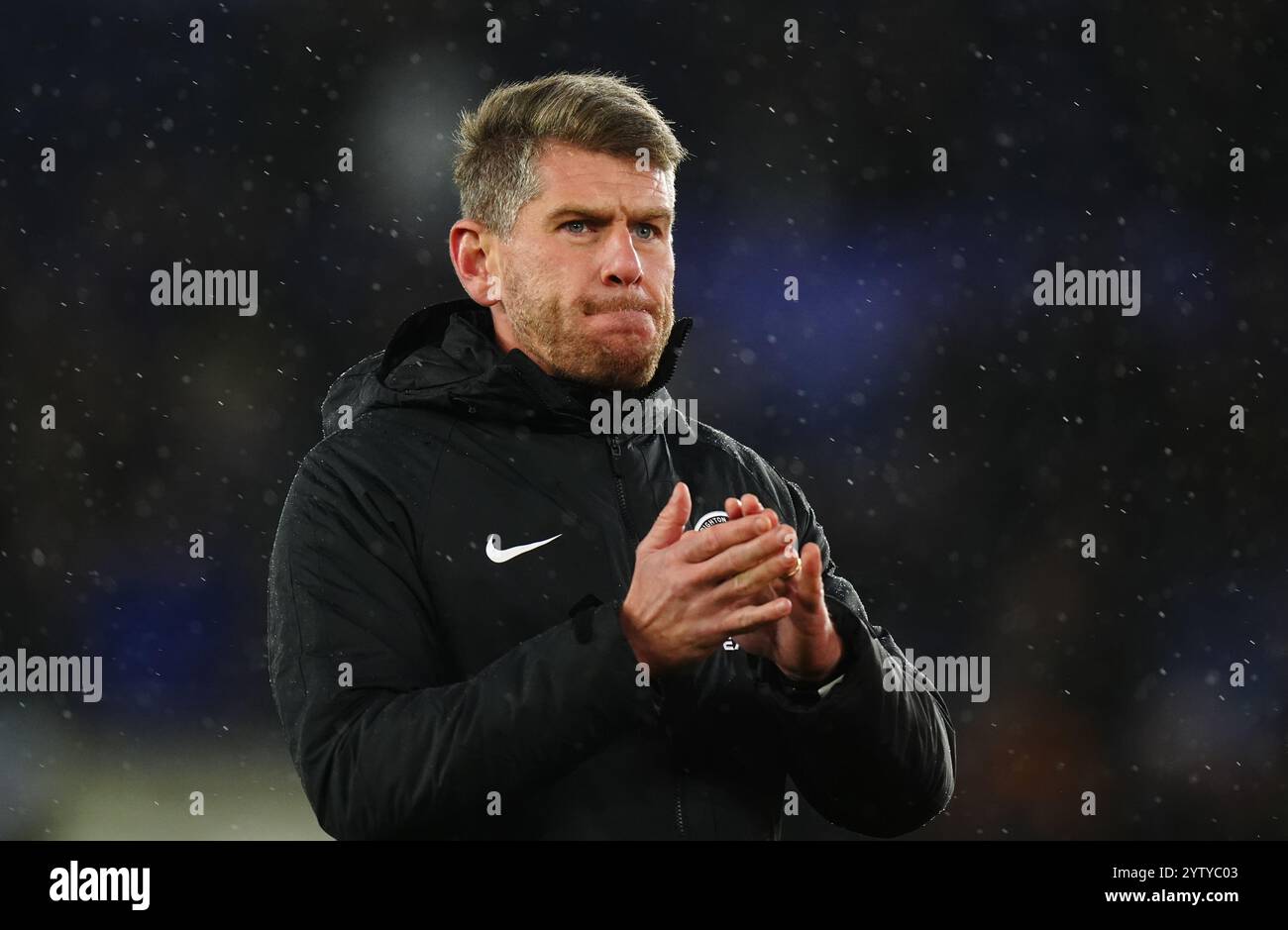 Brighton and Hove Albion goalkeeping coach Jack Stern applauds the fans ...
