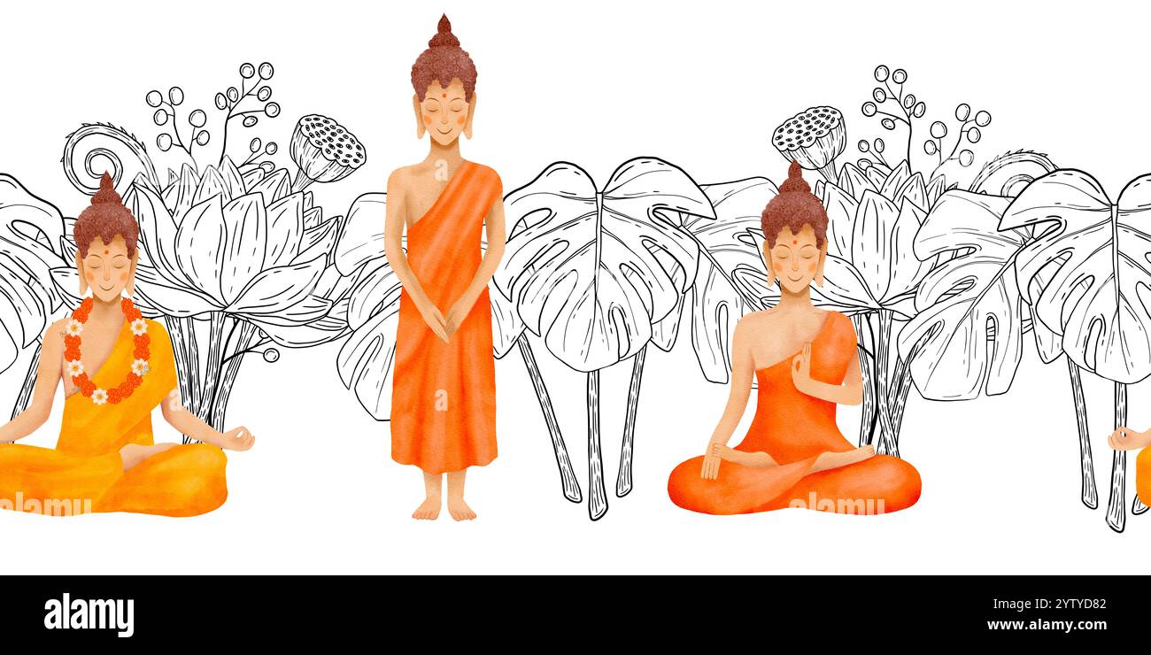 A stunning collection of Buddha illustrations designed in vibrant ...