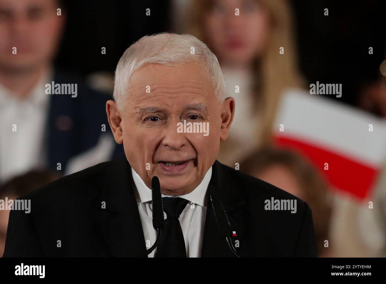 Jaroslaw Kaczynski, the leader of the Law and Justice Party (Prawo i Sprawiedliwosc), is seen ...
