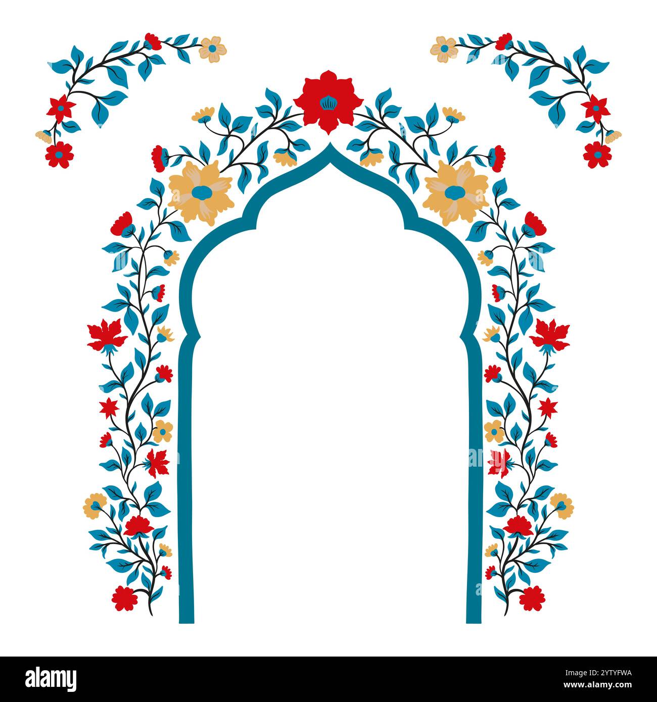 Mughal decorative arch ornamental floral. Vintage intricate traditional ...