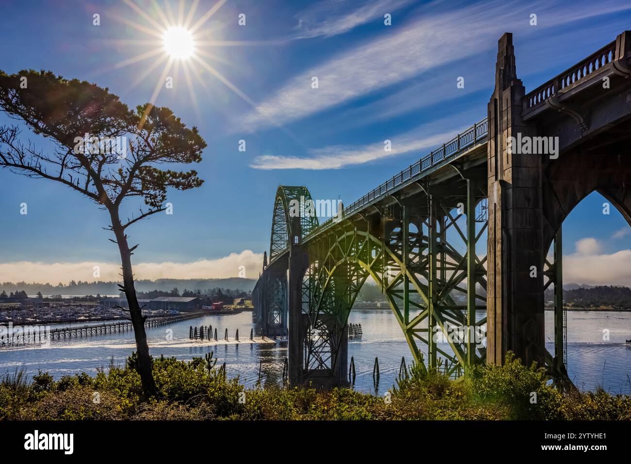 Yaquina Bay Bridge along U.S. Route 101 along the Oregon Coast, in ...
