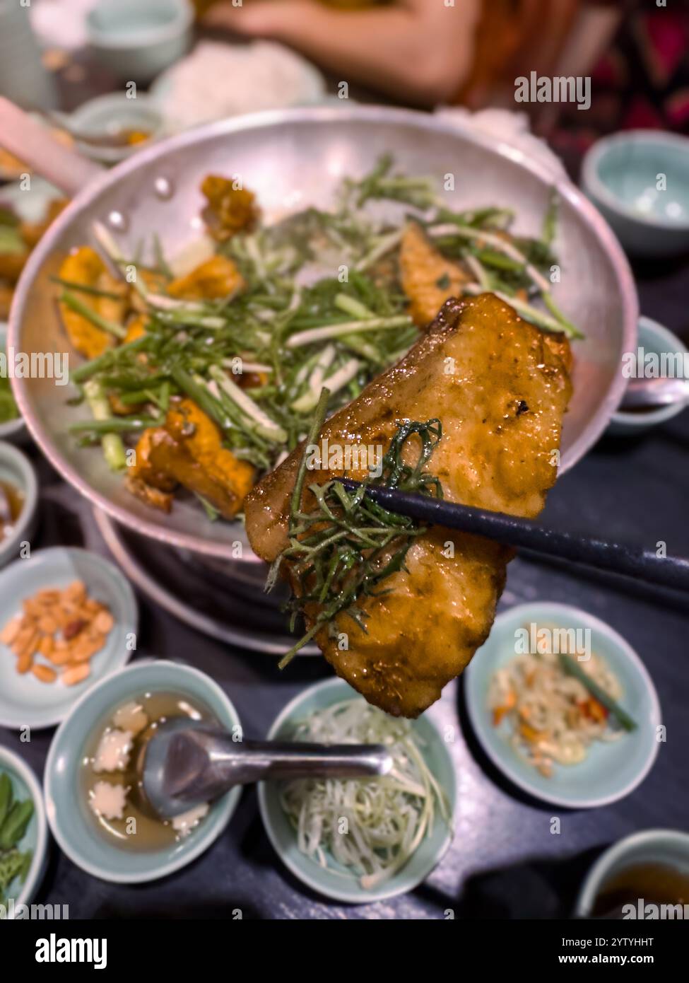 A dish of boneless grilled hemibagrus fish, a type of river catfish ...