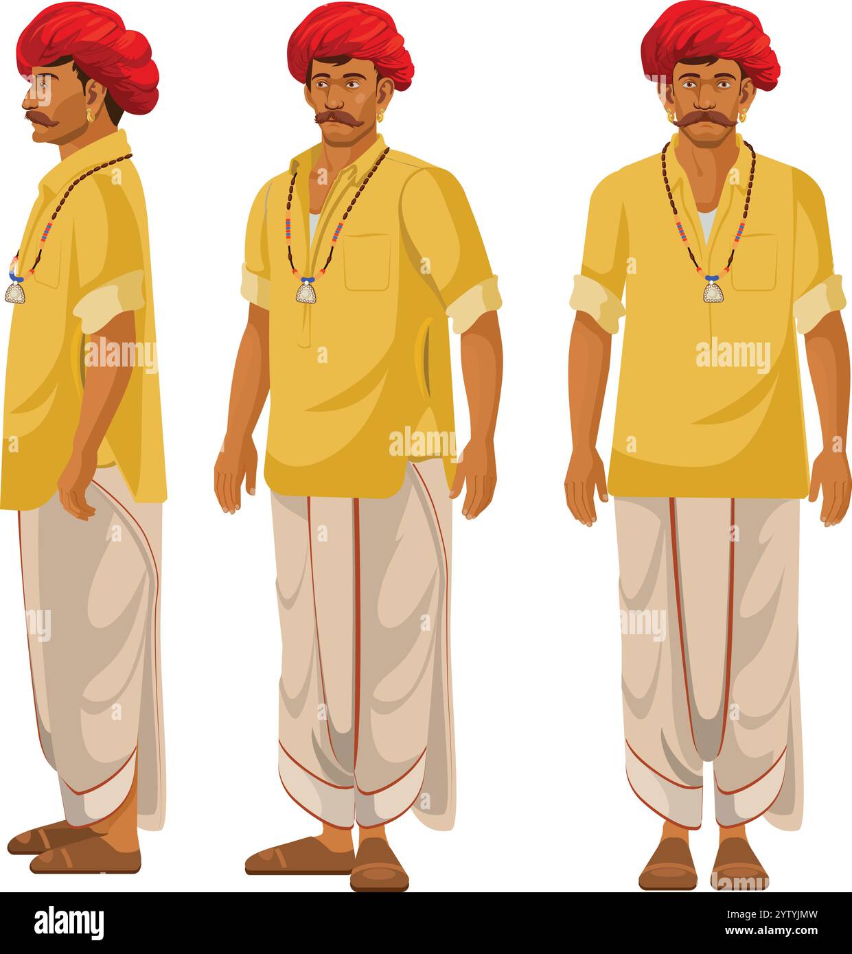 Indian village man turnaround illustration for animation and your all ...