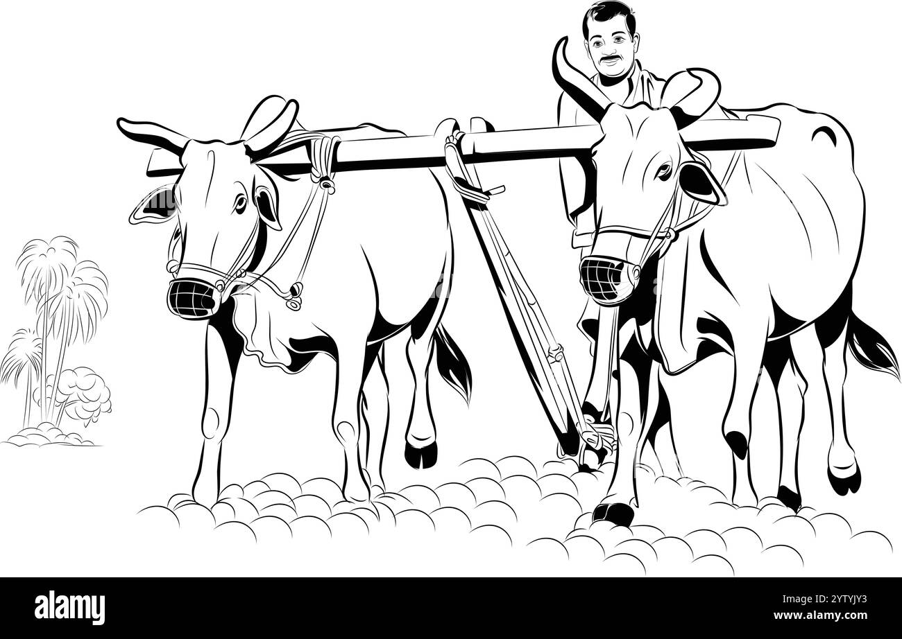 Indian farmer working in village agriculture Stock Vector Image & Art - Alamy