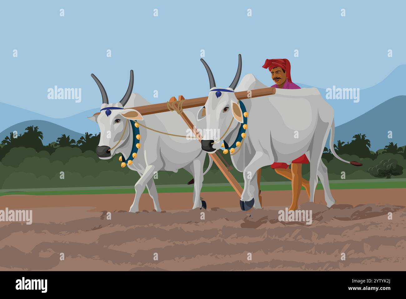 Indian farmer traditional agriculture for your design Stock Vector ...