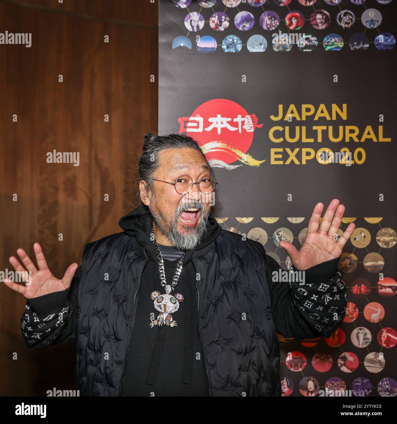 London, UK. 08th Dec, 2024. Artist Takashi Murakami poses ahead of the ...