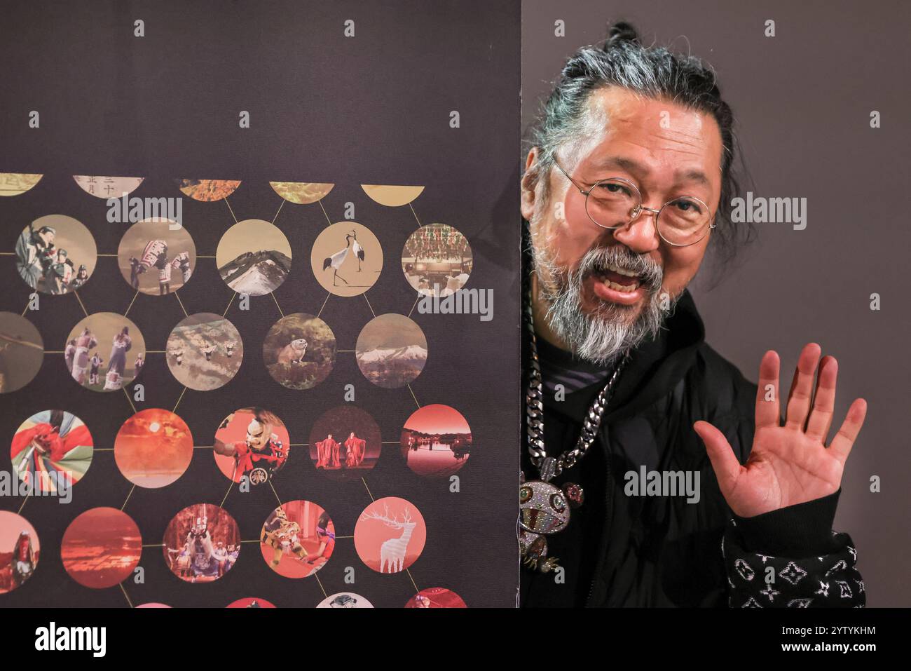 London, UK. 08th Dec, 2024. Artist Takashi Murakami poses ahead of the ...