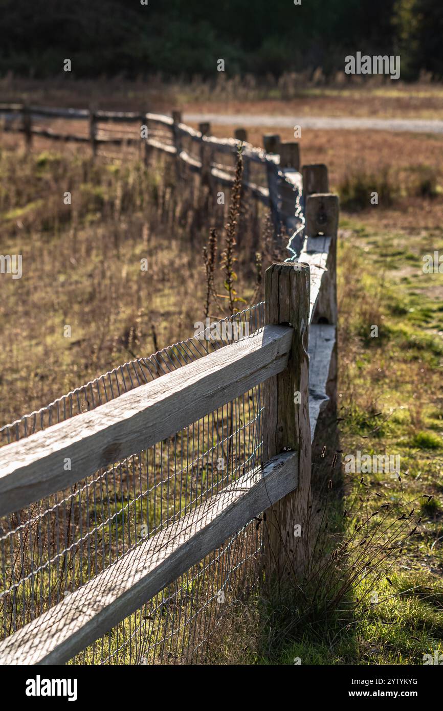 Wooden fence barrier at farm grounds for cattle and territory ...