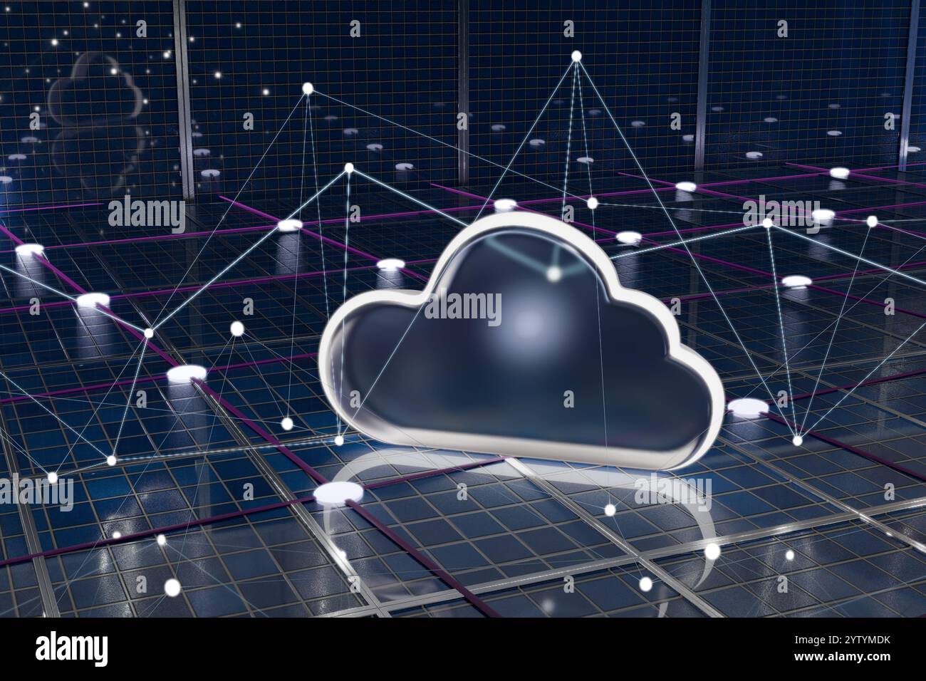 Digital cloud with data connections, representing technology and innovation. 3d rendering Stock ...