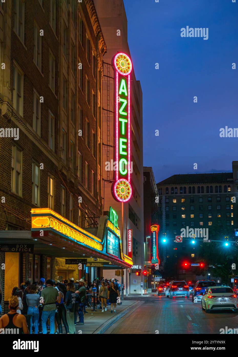 The Aztec Theatre, a historic building in downtown San Antonio, Texas ...