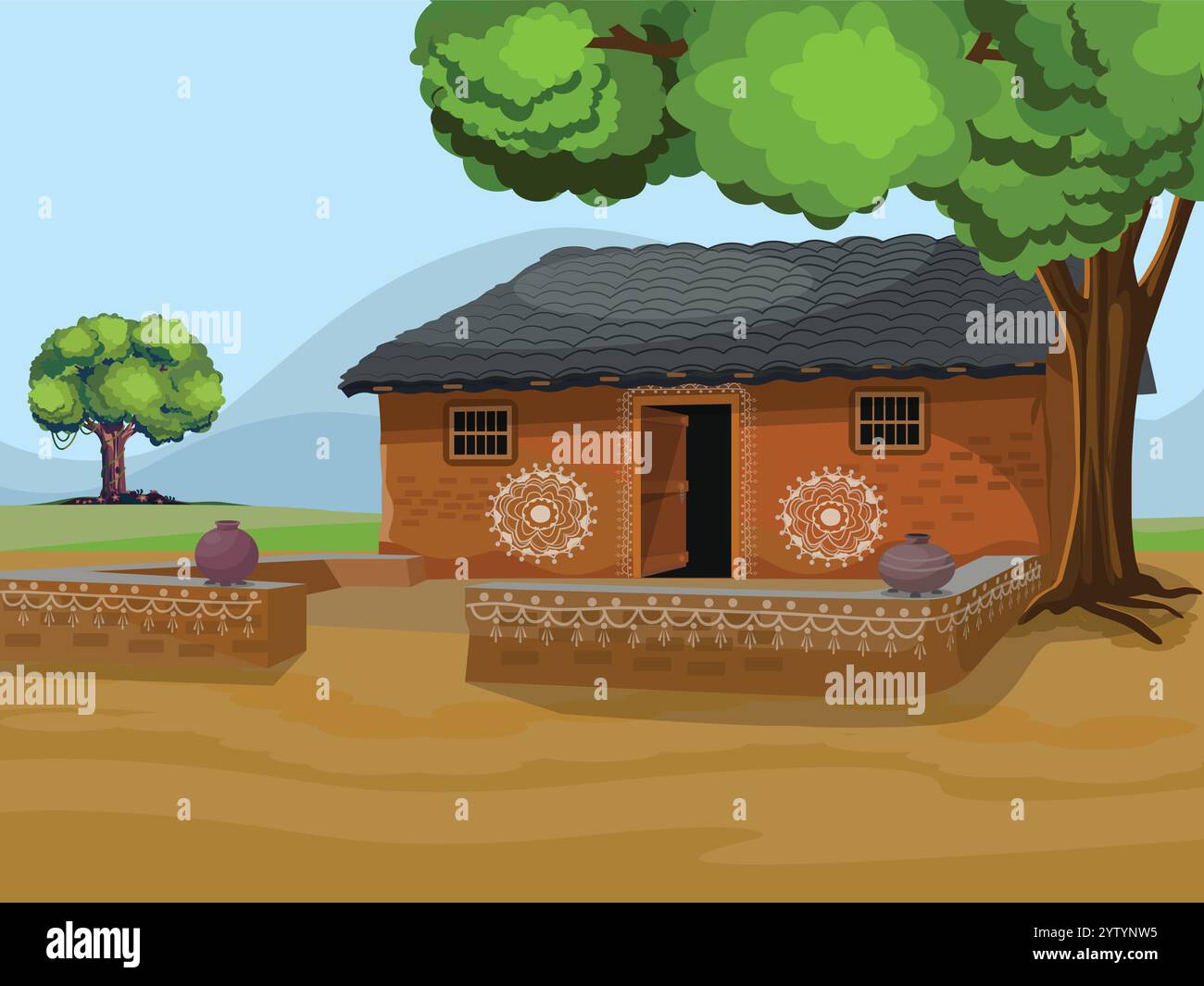 Indian landscape rural home Stock Vector Images - Alamy