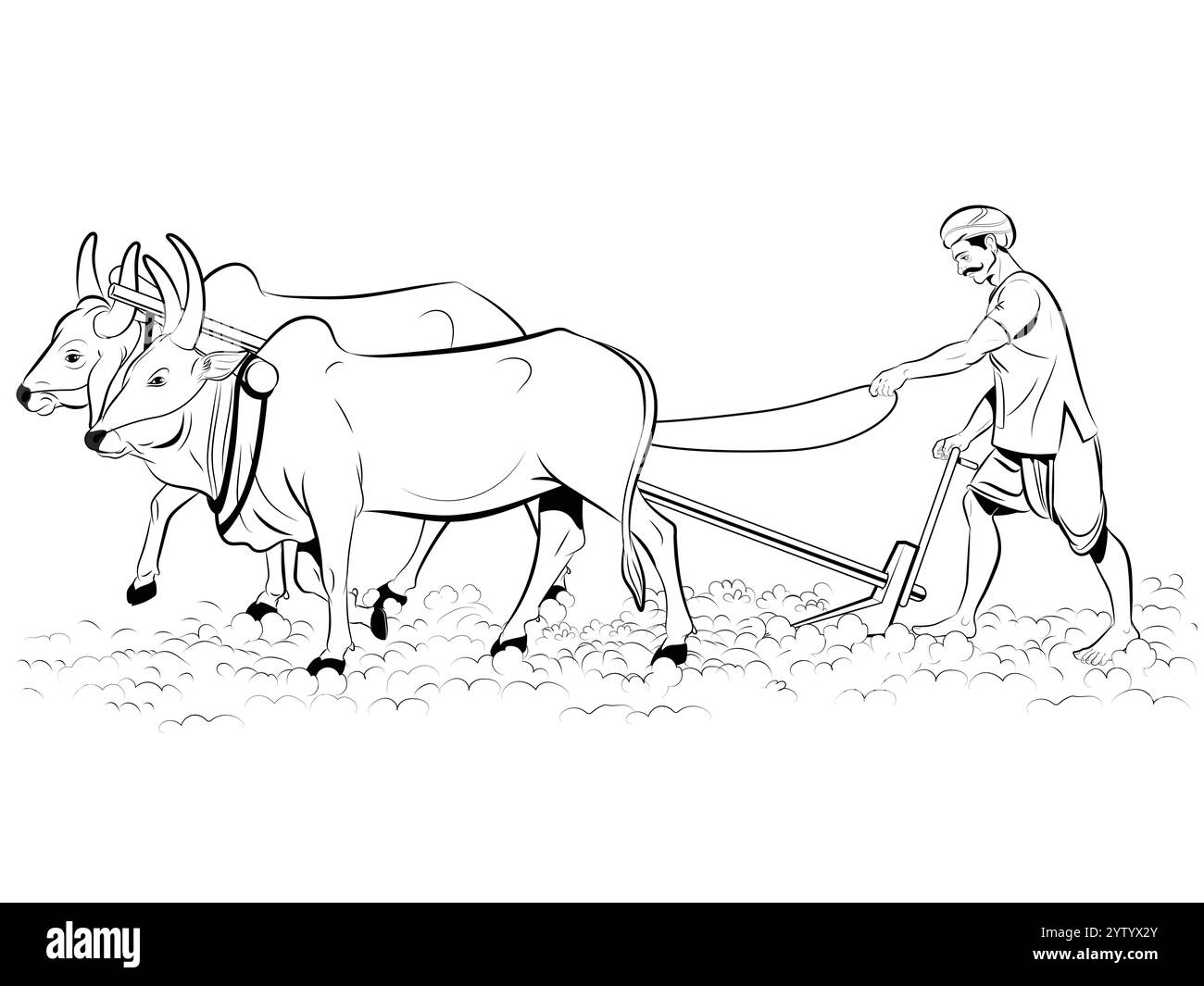 Indian former working with plough Stock Vector Image & Art - Alamy
