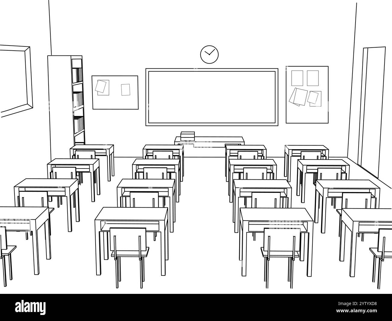 Classroom, Empty school classroom, 3d rendering interior illustration ...
