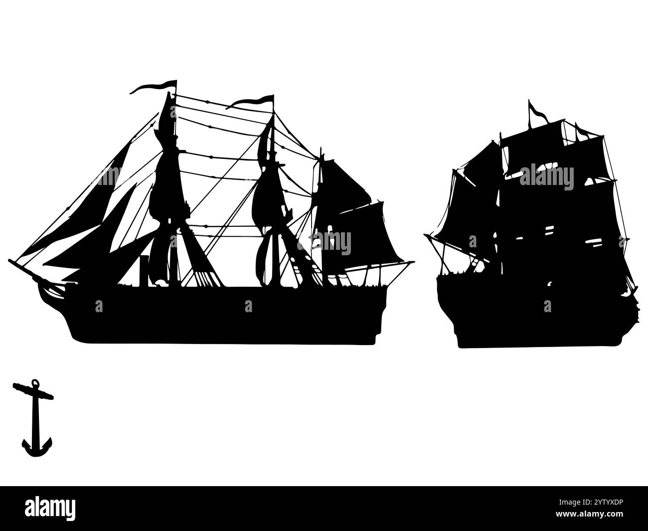 Ship silhouette, Vector ships, Sailing ship Stock Vector Image & Art - Alamy