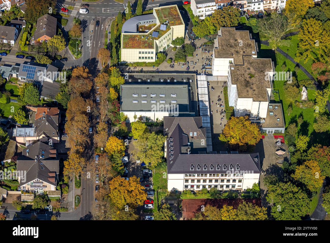 Aerial view, Theodor-Heuss-Gymnasium, Dinslaken, Ruhr area, North Rhine ...