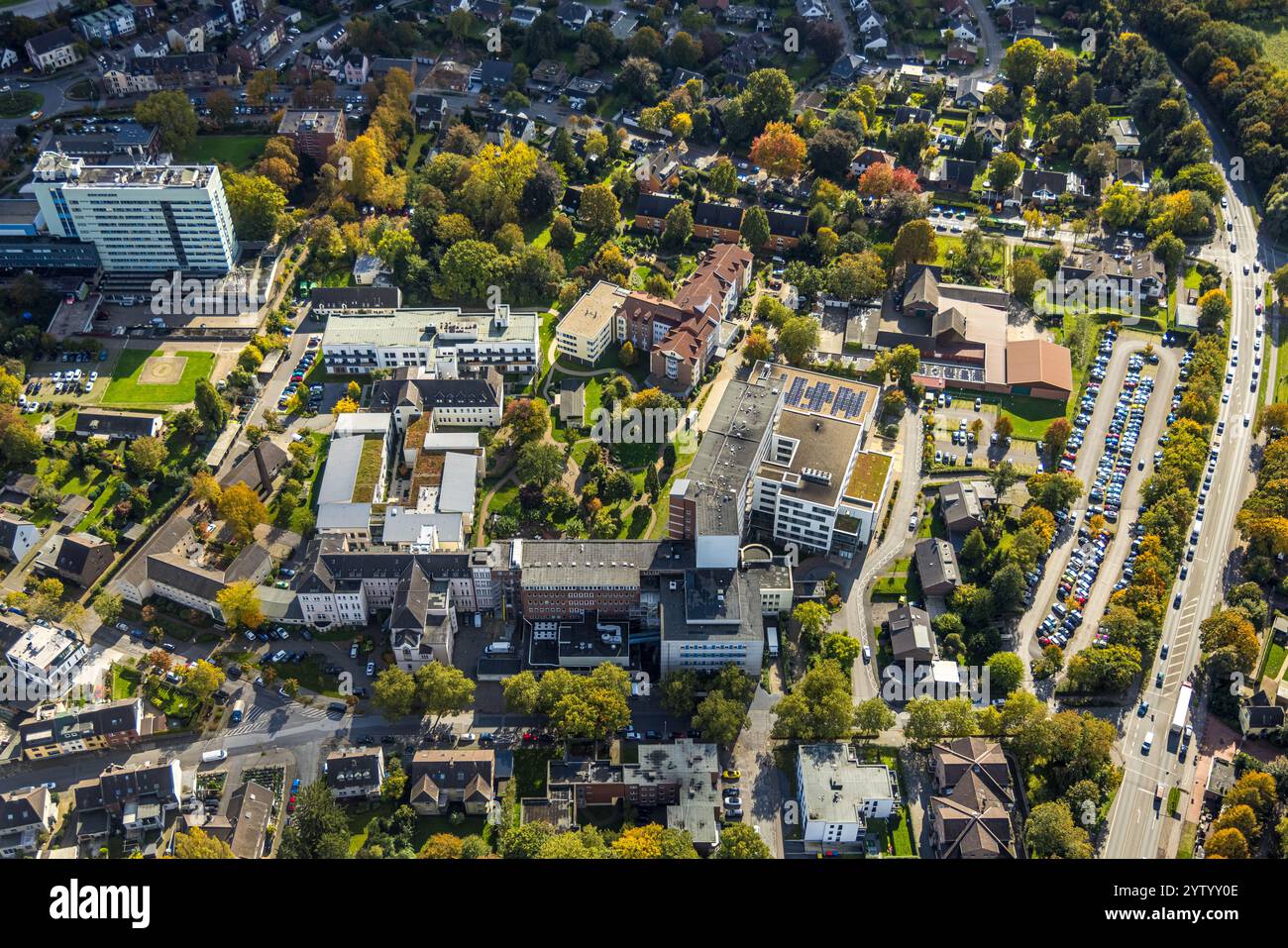 Aerial view, GFO Kliniken Niederrhein location St. Vinzenz-Hospital ...
