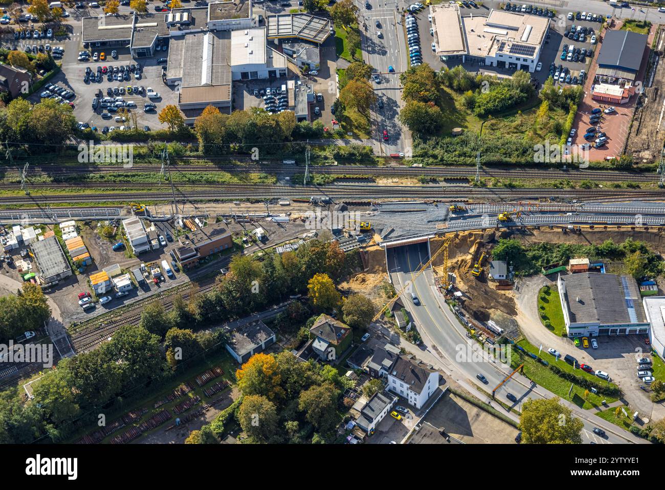 Aerial view, construction site bridge Weseler Straße, construction site ...