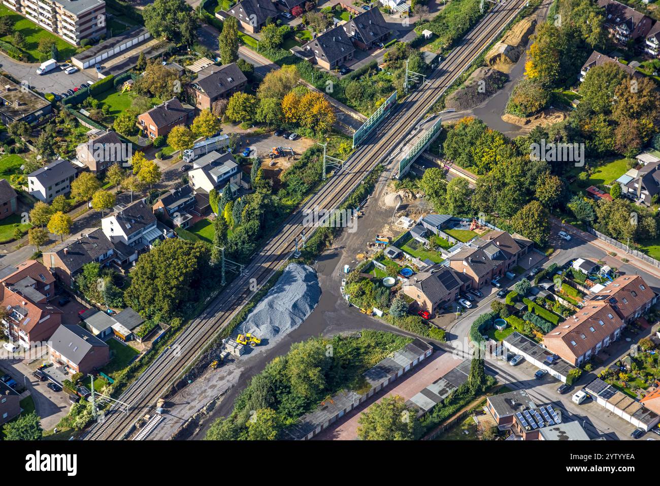 Aerial view, construction site and bridge Dianastrasse, construction ...