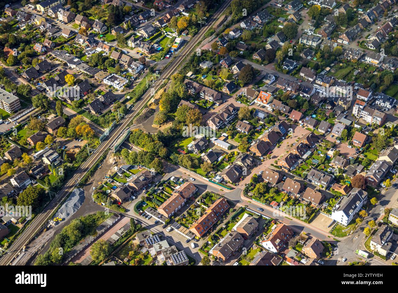 Aerial view, construction site and extension of the Betuweroute and ...