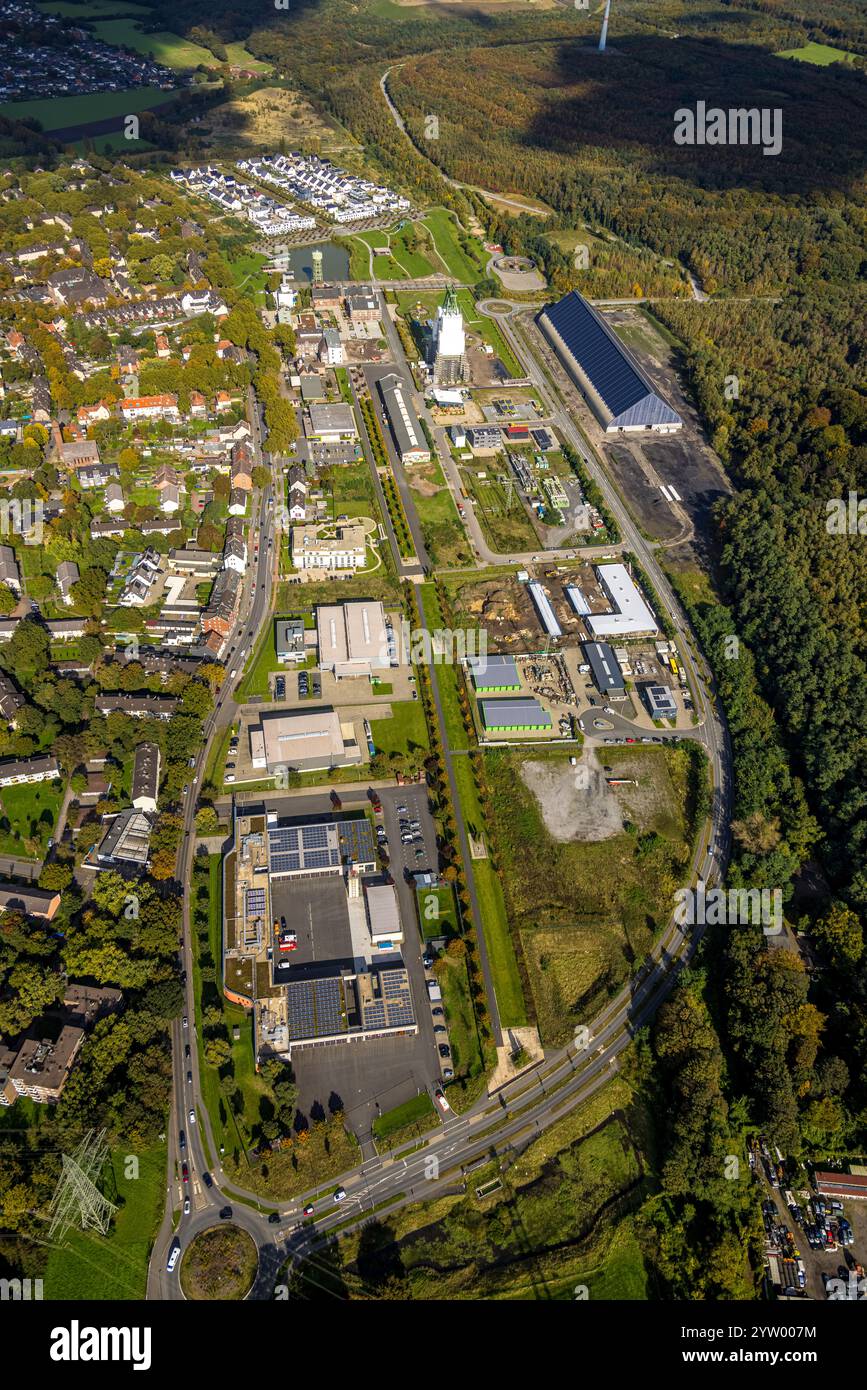 Aerial view, Bergpark Lohberg, former Lohberg colliery site, winding ...