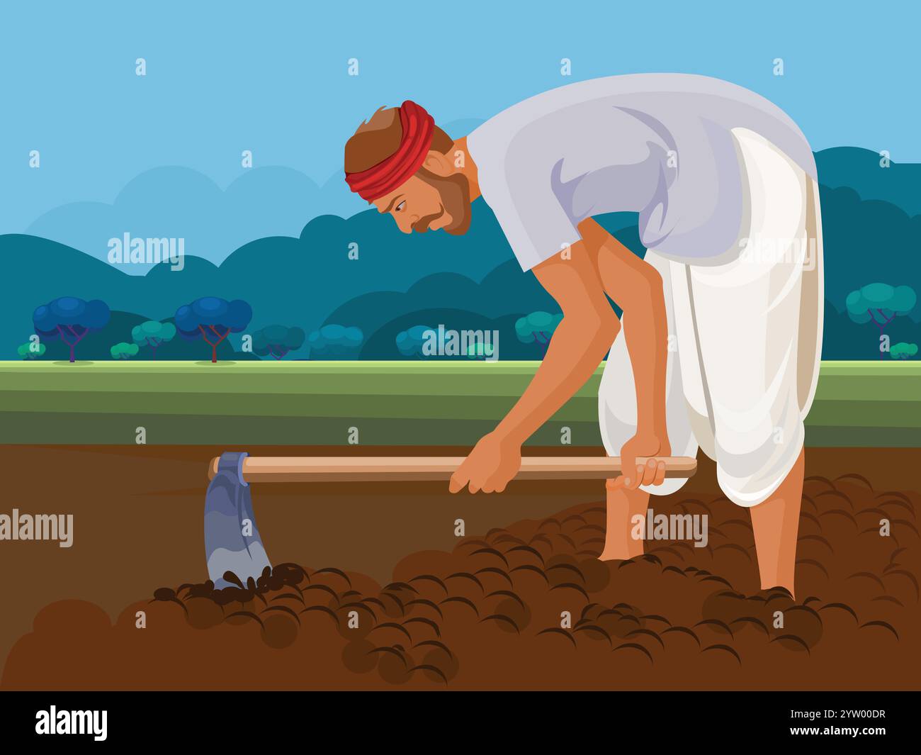 Farmer working in the agriculture field. Farmers grow rice in the rainy ...