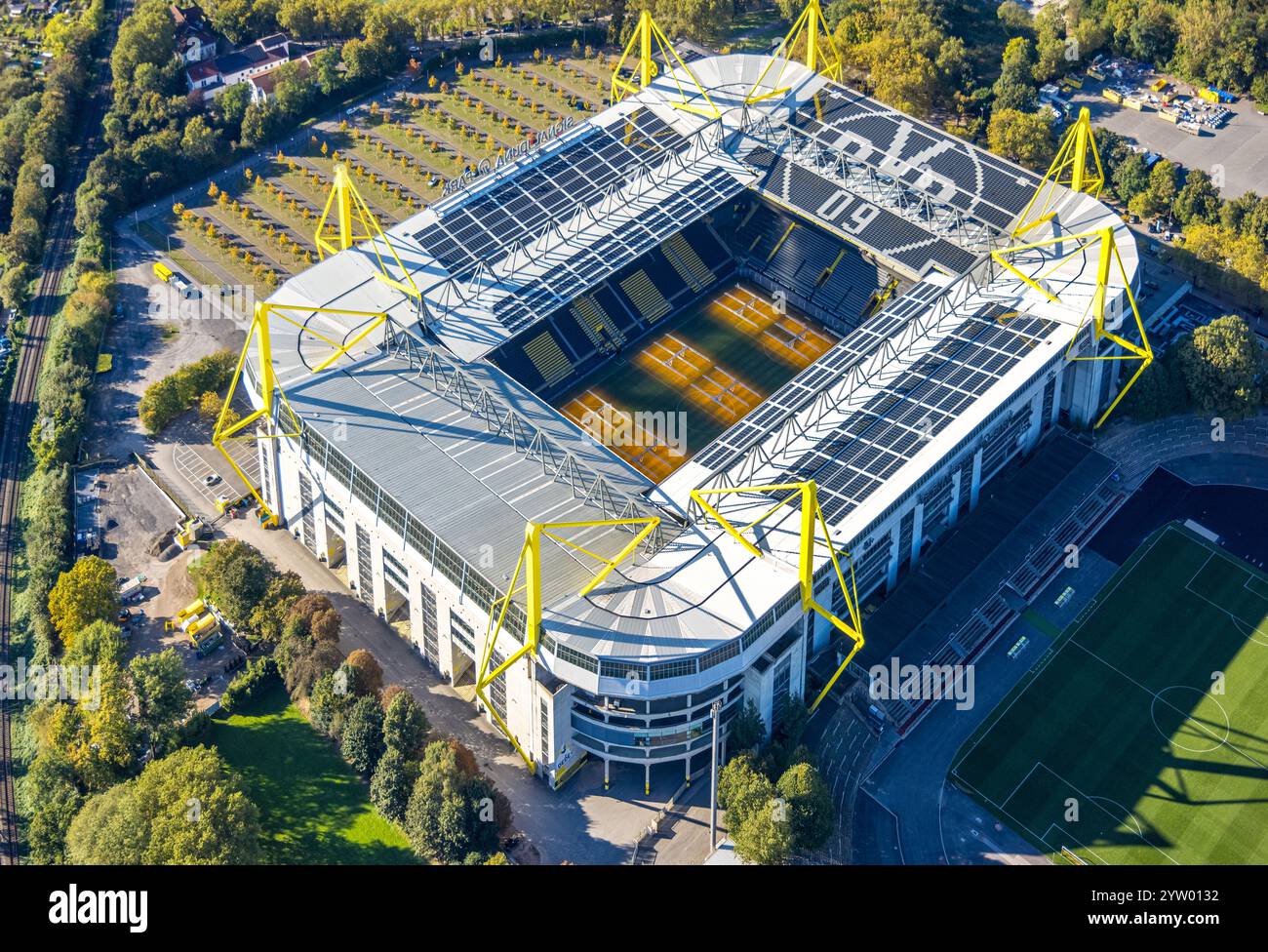 Aerial view, Signal Iduna Park, also known as Westfalenstadion, soccer ...