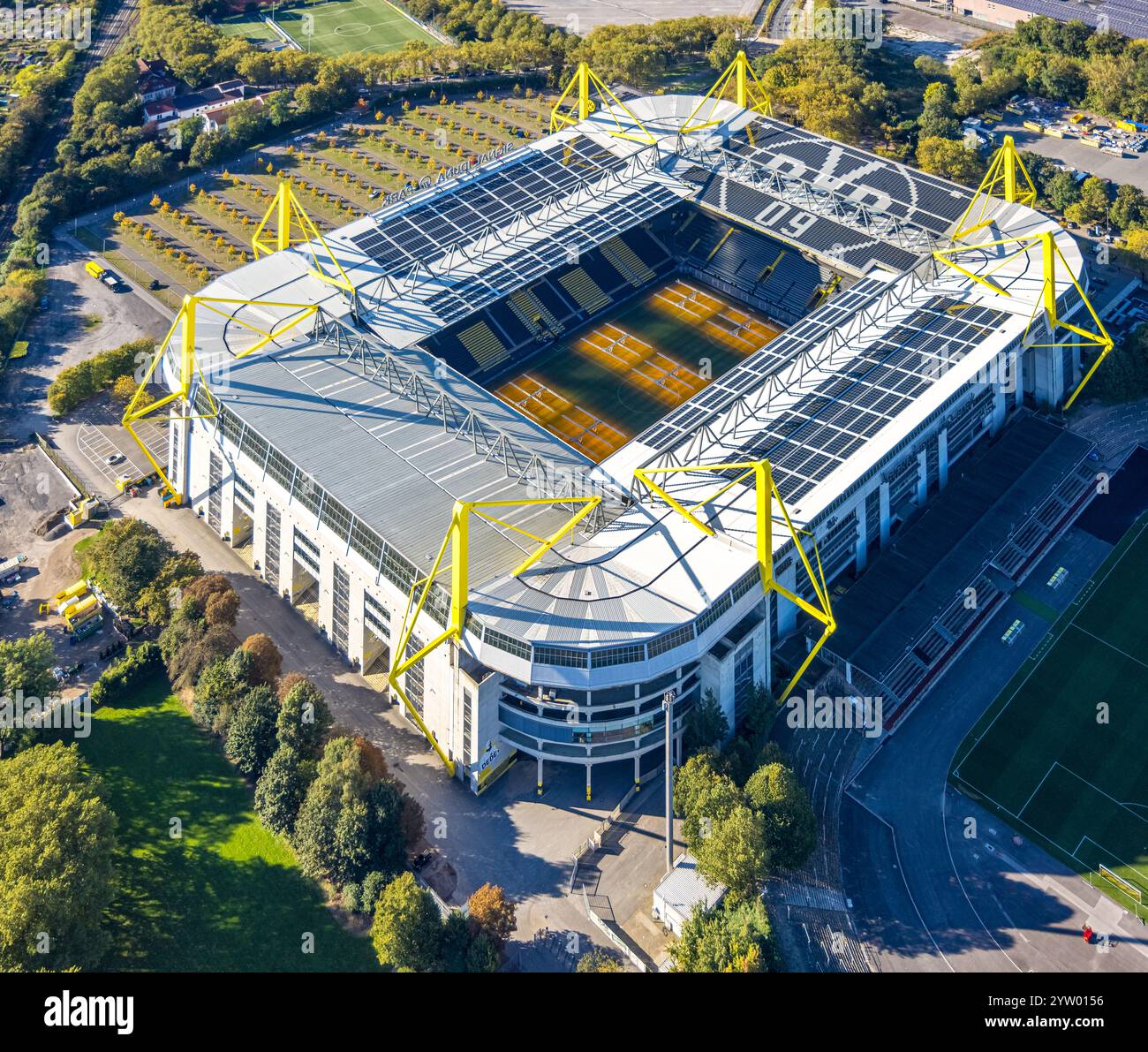 Aerial view, Signal Iduna Park, also known as Westfalenstadion, soccer ...