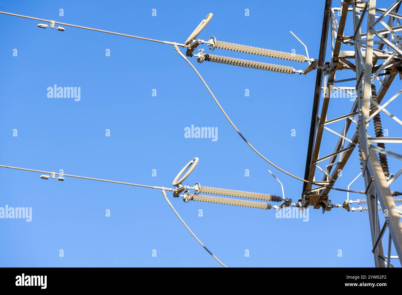 Power distribution infrastructure with high voltage lines and ceramic ...