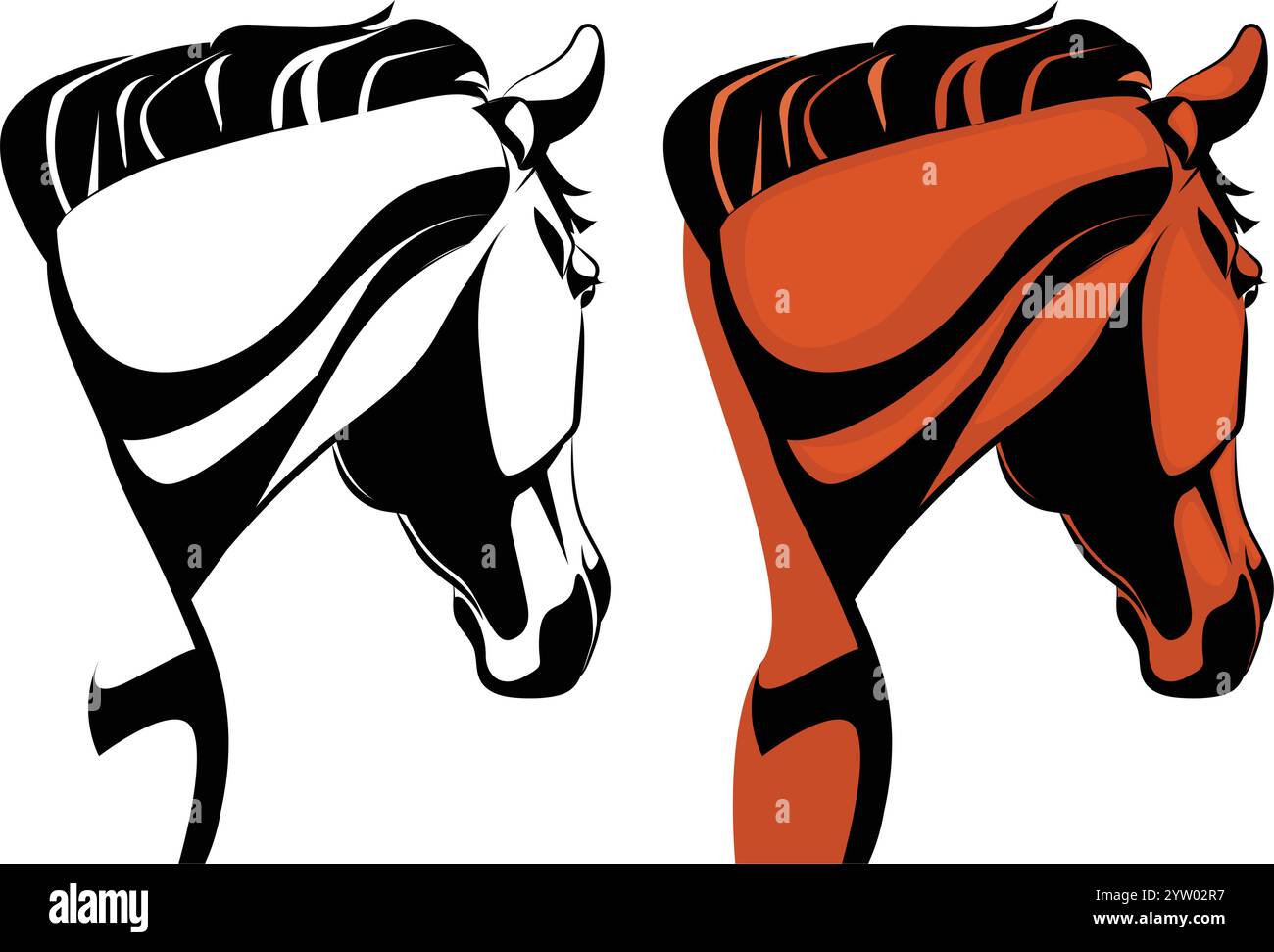 Realistic horse Head illustration sketch and color Stock Vector Image ...