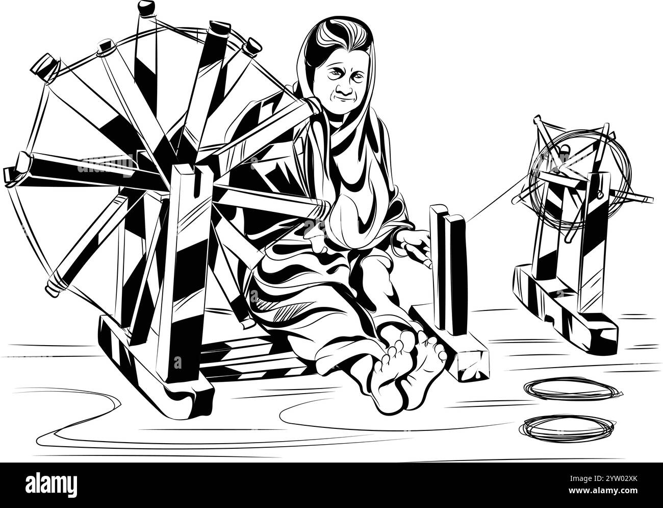 Wooden hand weaving loom Stock Vector Images - Alamy