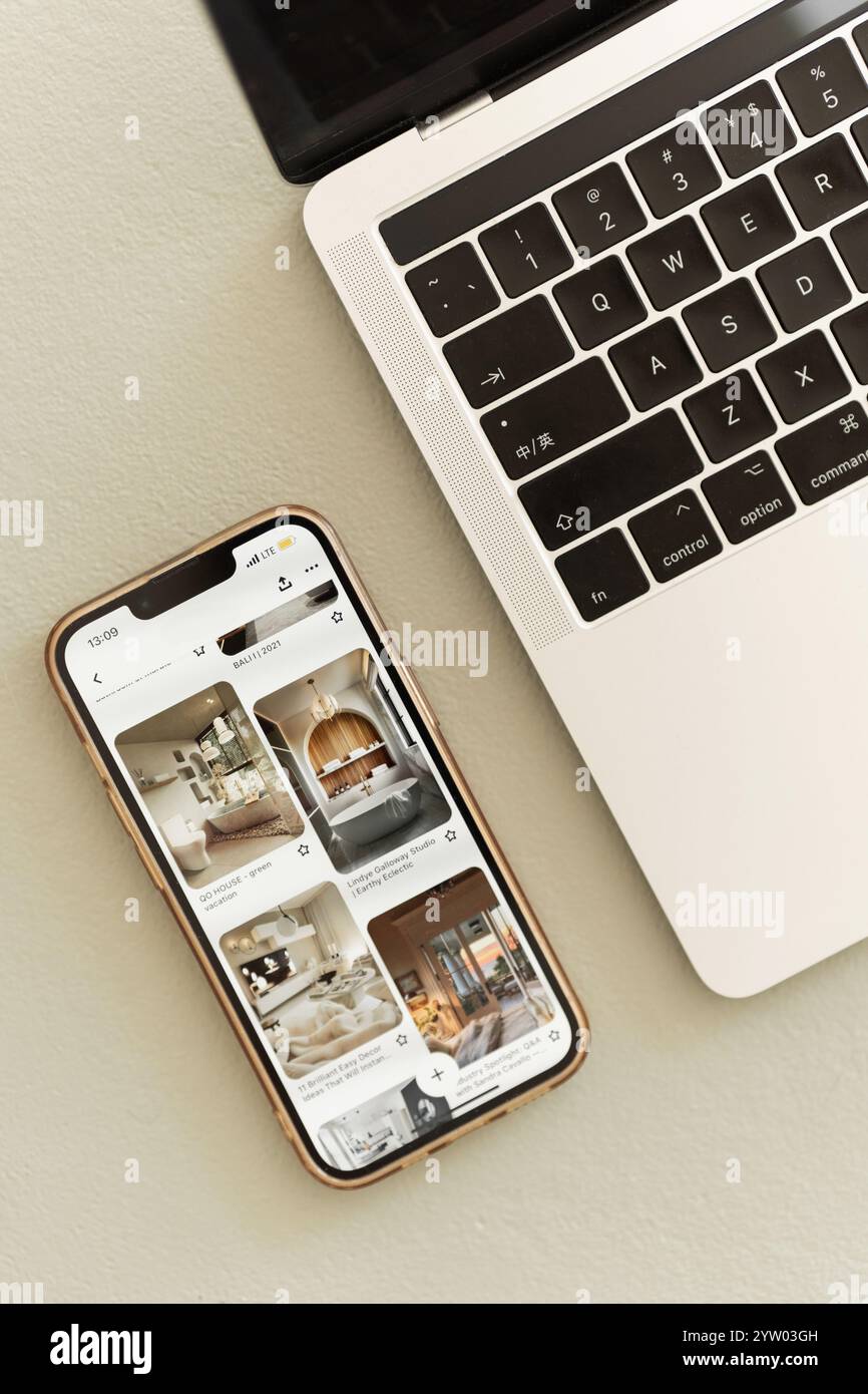 Confident female remote employee freelancer sit at table search files ...