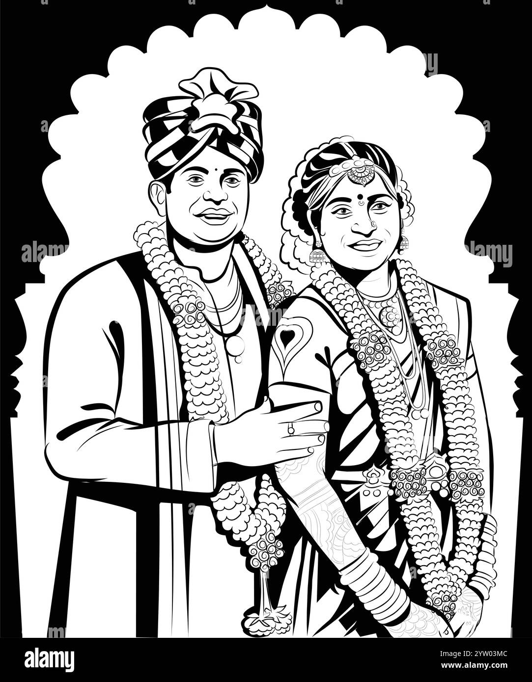 Indian traditional wedding couple vector design Stock Vector Image ...