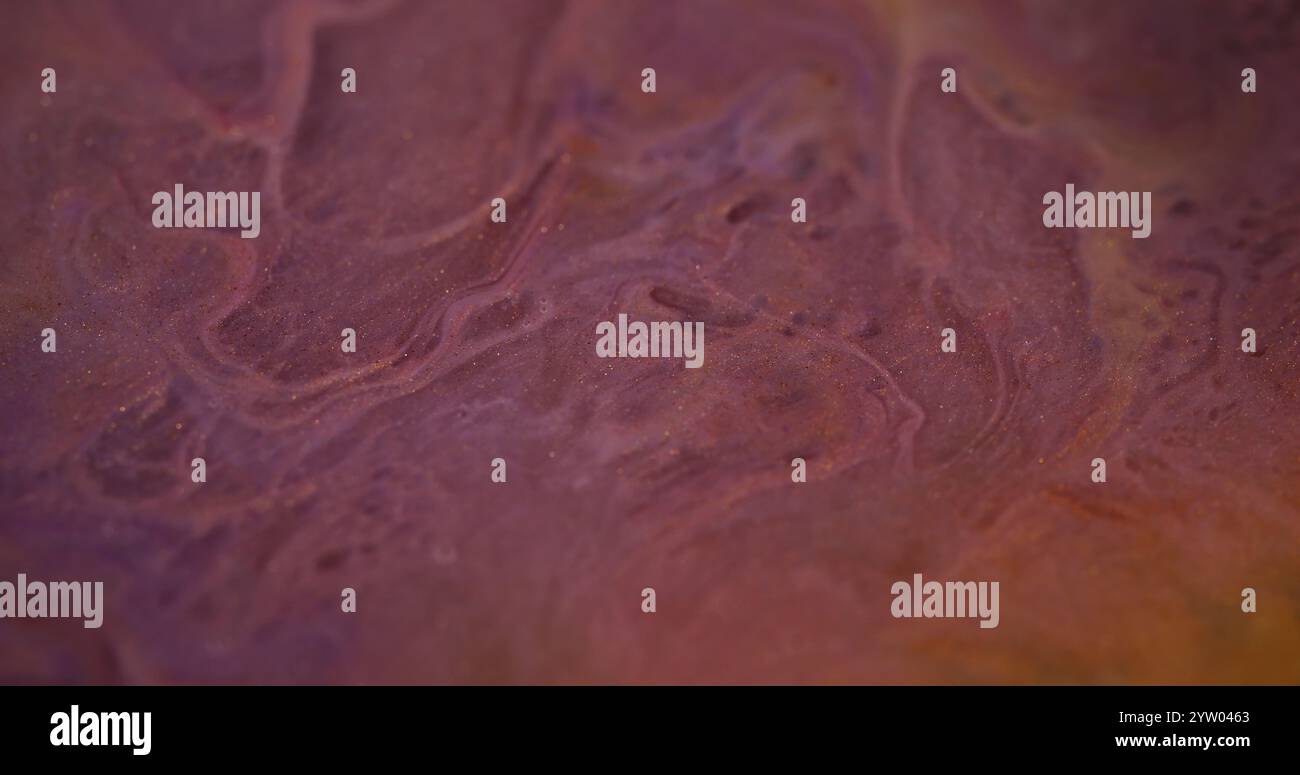 Marble fluid. Blurred paint spill. Defocused purple orange color ...