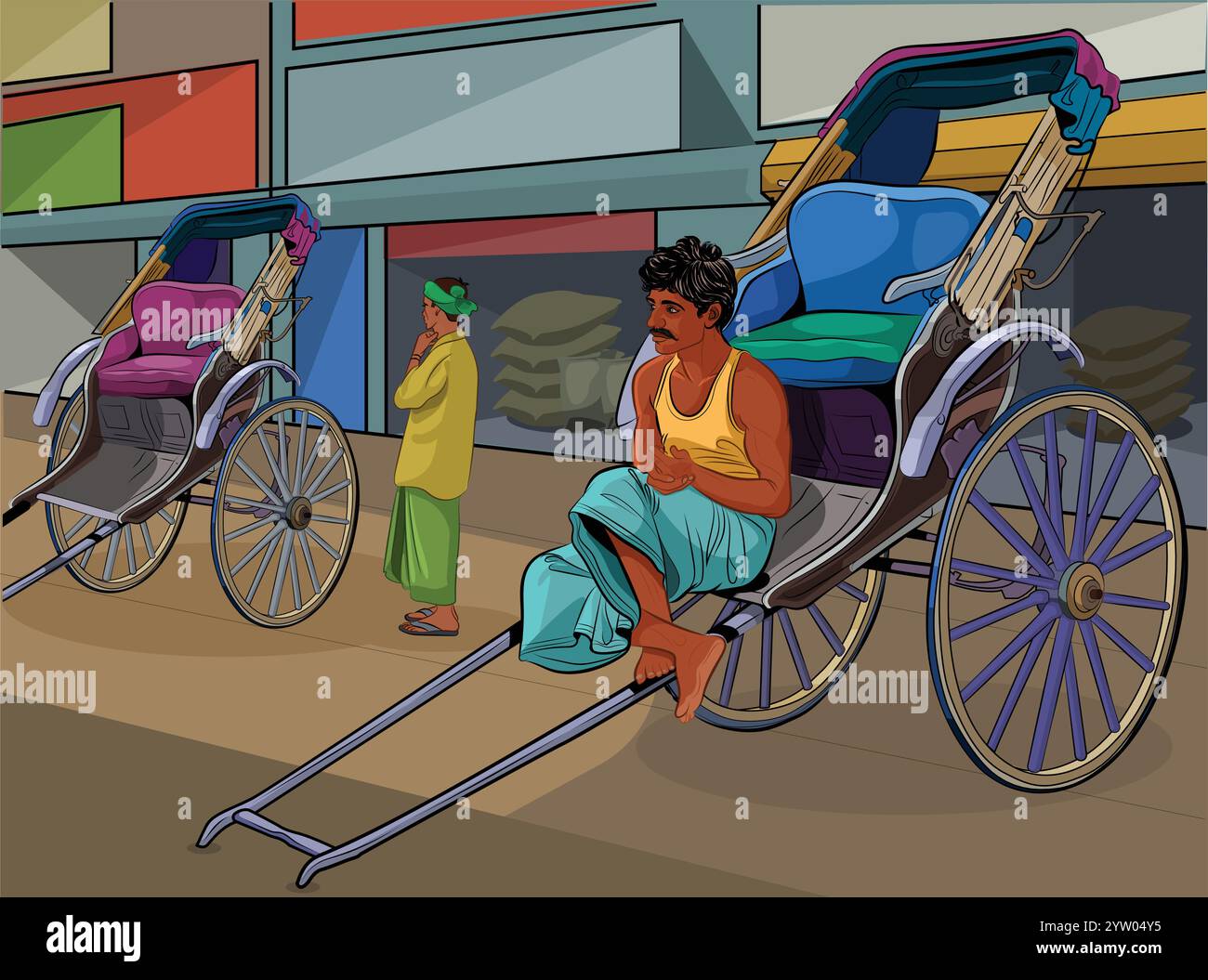 Indian Rickshaw vector illustration in beautiful outline Stock Vector ...