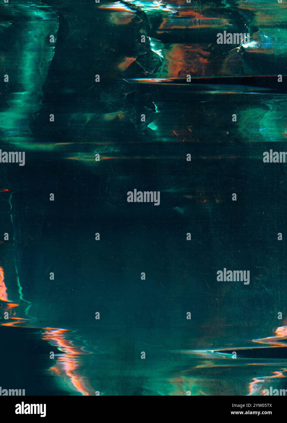 Dust scratch overlay. Distressed foil. Green orange color light flare ...