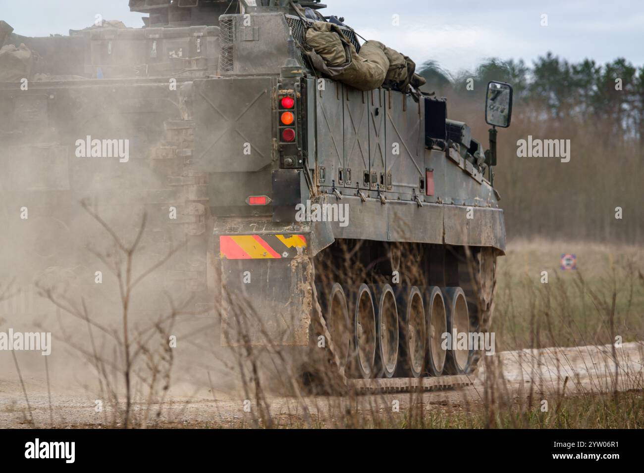British army FV512 warrior MRV in action on a military exercise, Wilts ...