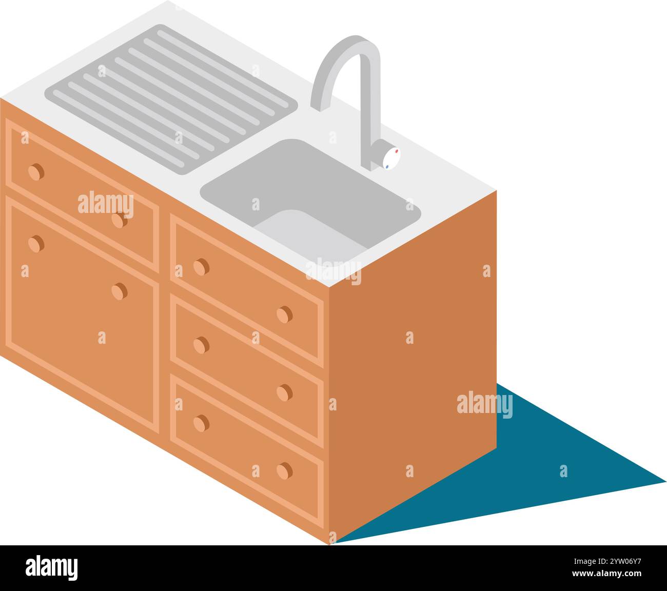 Modern kitchen sink cabinet featuring a built in drying rack, faucet ...