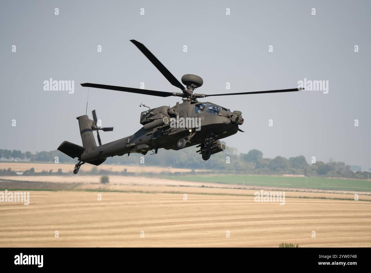 close-up of a British army Boeing Apache Attack helicopter gunship AH2 ...