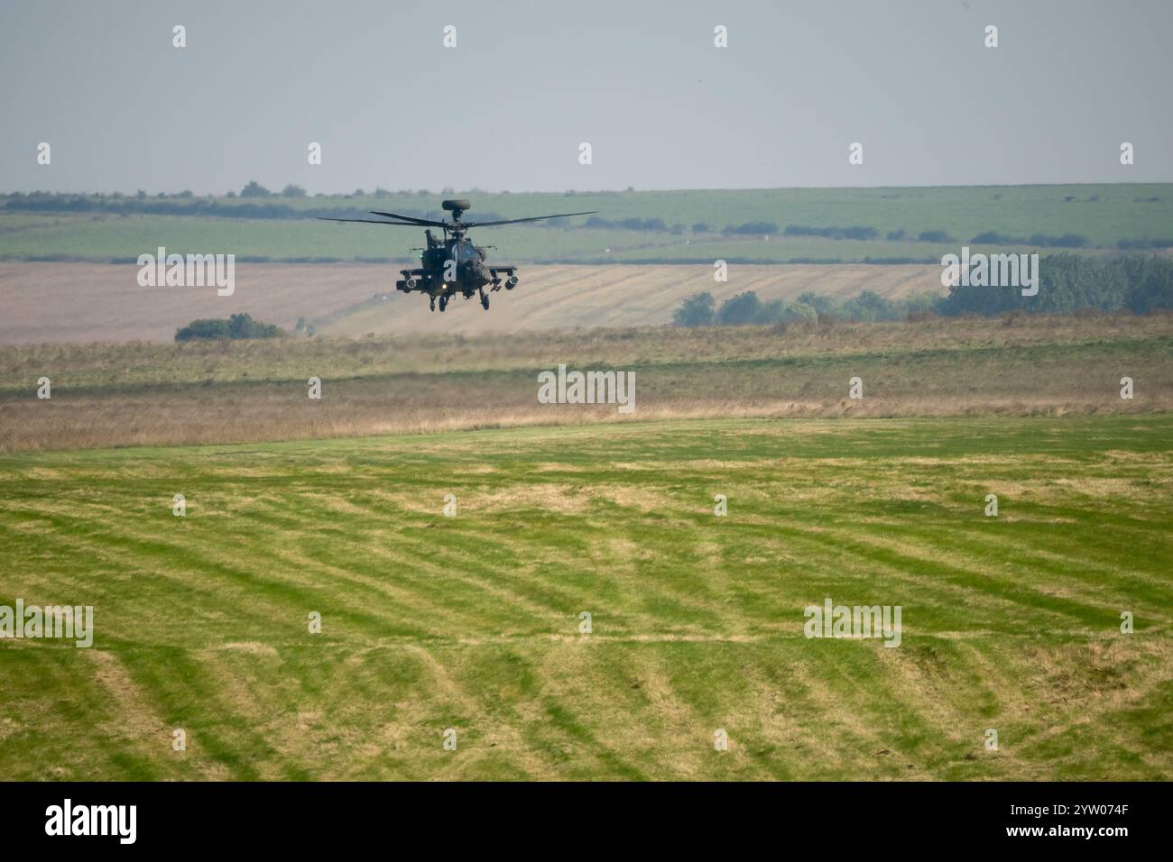 close-up of a British army Boeing Apache Attack helicopter gunship AH2 ...