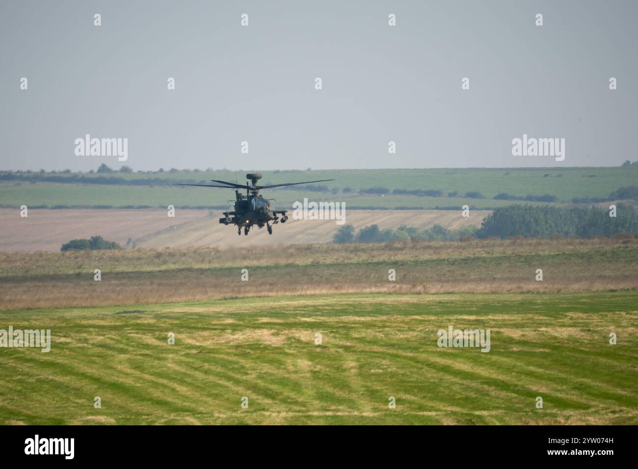 close-up of a British army Boeing Apache Attack helicopter gunship AH2 ...
