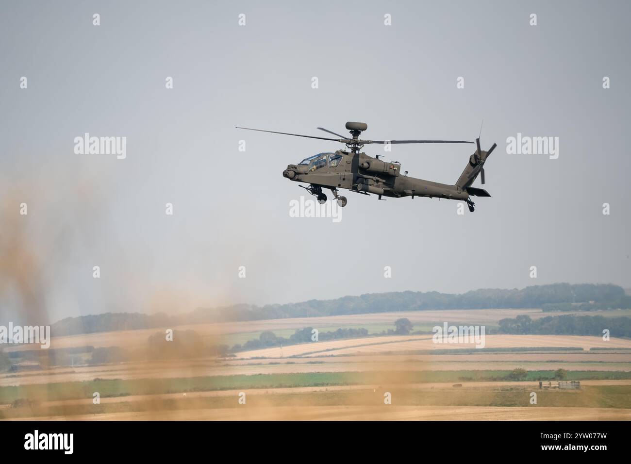 close-up of a British army Boeing Apache Attack helicopter gunship AH2 ...