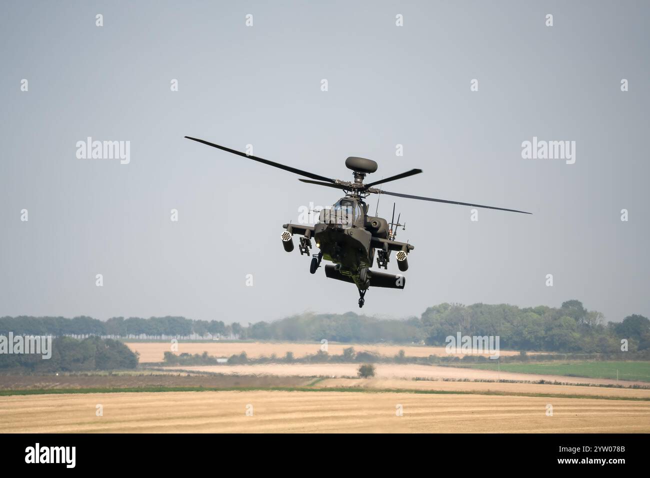 close-up of a British army Boeing Apache Attack helicopter gunship AH2 ...