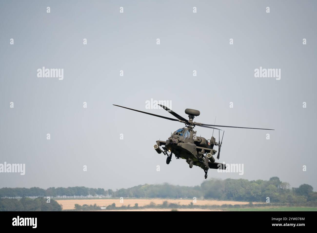 close-up of a British army Boeing Apache Attack helicopter gunship AH2 ...