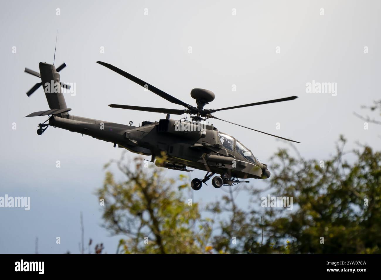 close-up of a British army Boeing Apache Attack helicopter gunship AH2 ...