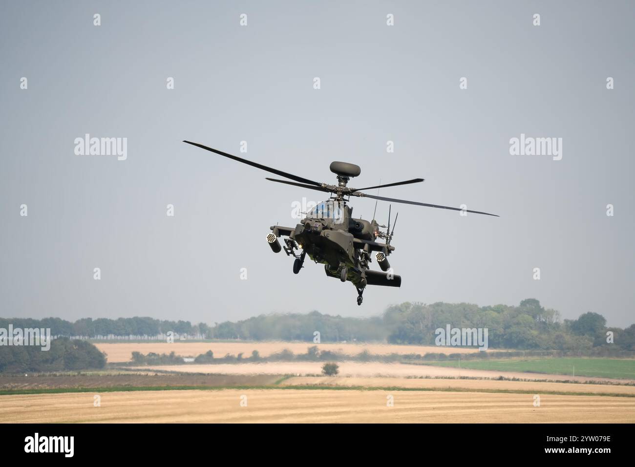 close-up of a British army Boeing Apache Attack helicopter gunship AH2 ...