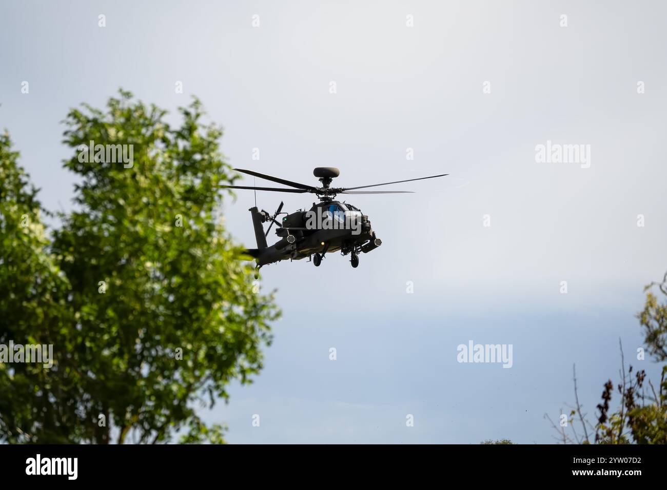 close-up of a British army Boeing Apache Attack helicopter gunship AH2 ...